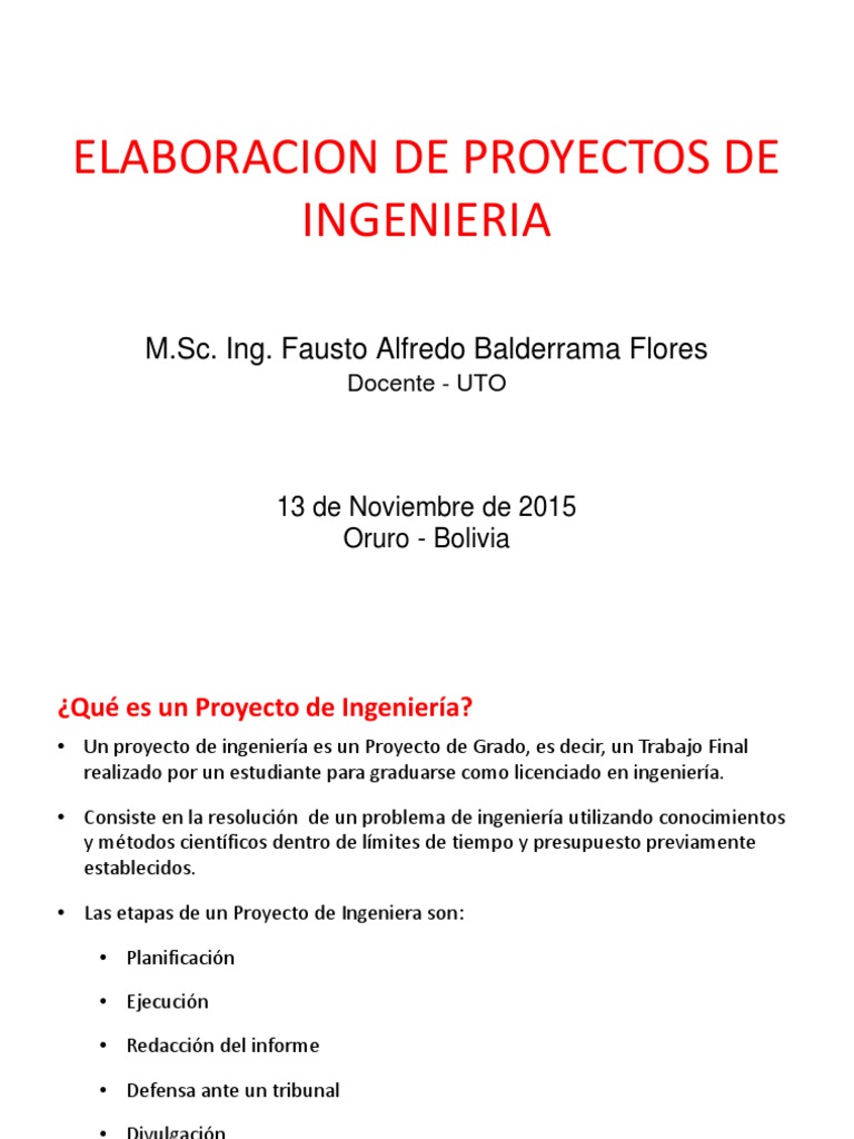 Elaboracion de Proyectos de Ingenieria | PDF