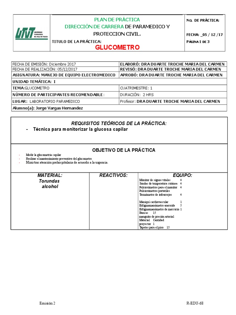 Practica de Glucometria | PDF | Diabetes mellitus | Medicina CLINICA