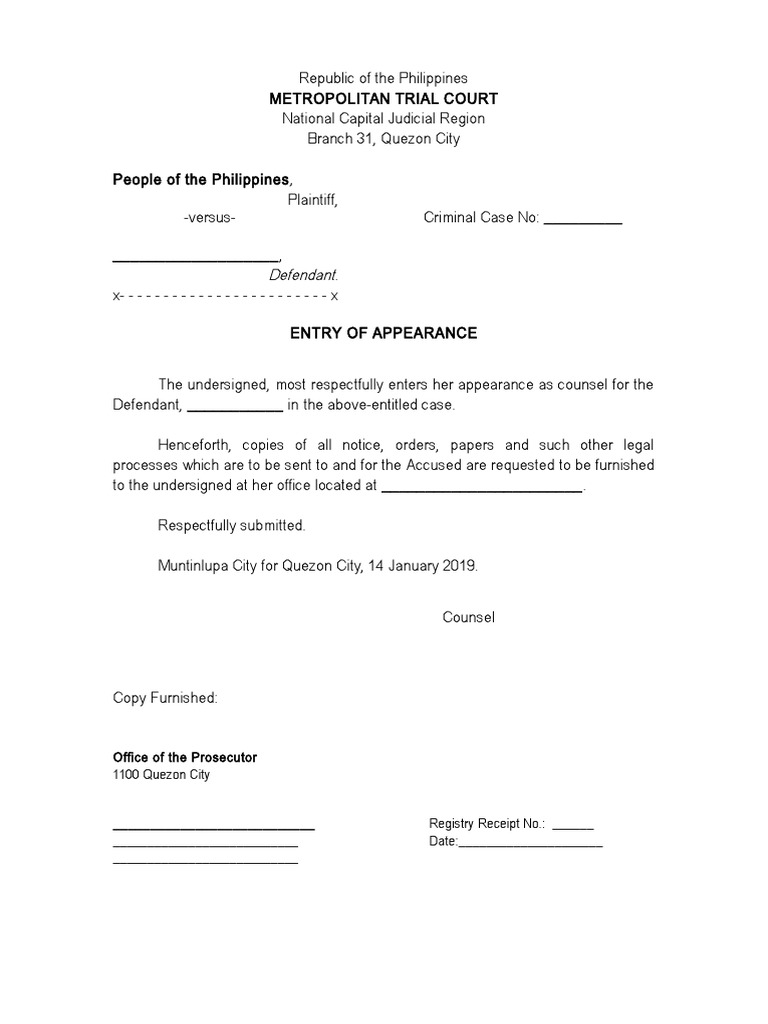 Entry of Appearance | PDF