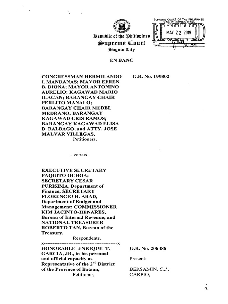 Congressman Hermilando I. Mandanas, Et Al. vs. Executive Secretary ...