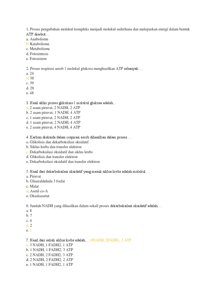 Latihan Soal Metabolisme | PDF