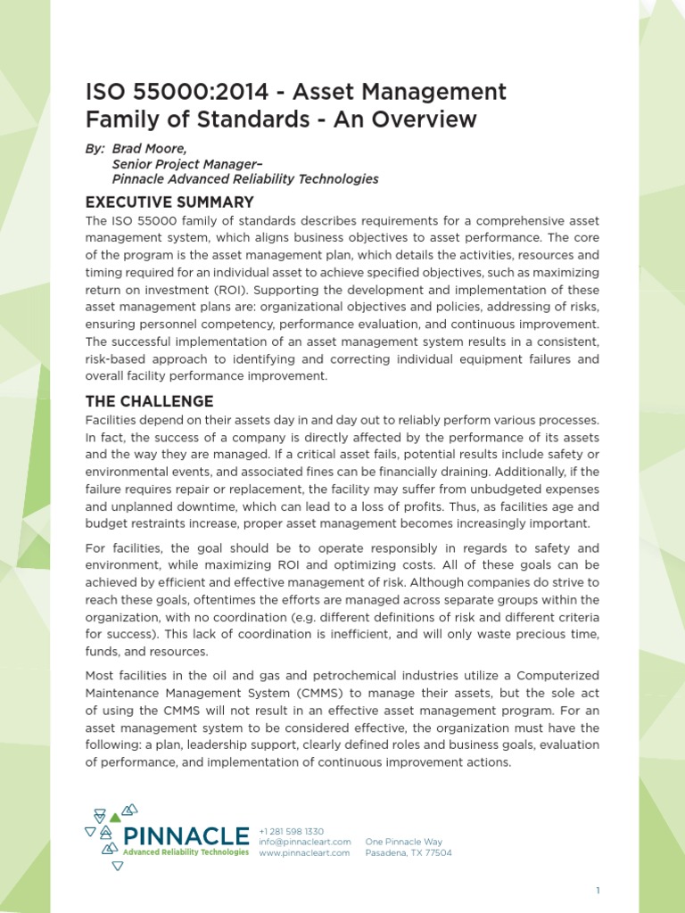 ISO55000 2014 Asset Management Family of Standards An Overview | PDF ...