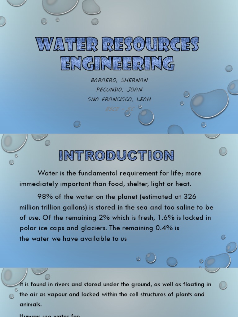 Overview of Water Resources Engineering | PDF | Hydrology | Water Resources