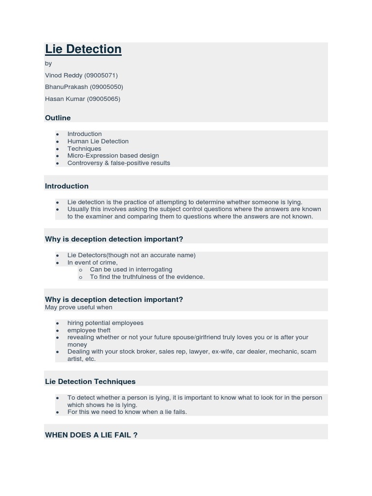 Lie Detection | PDF | Polygraph | Functional Magnetic Resonance Imaging