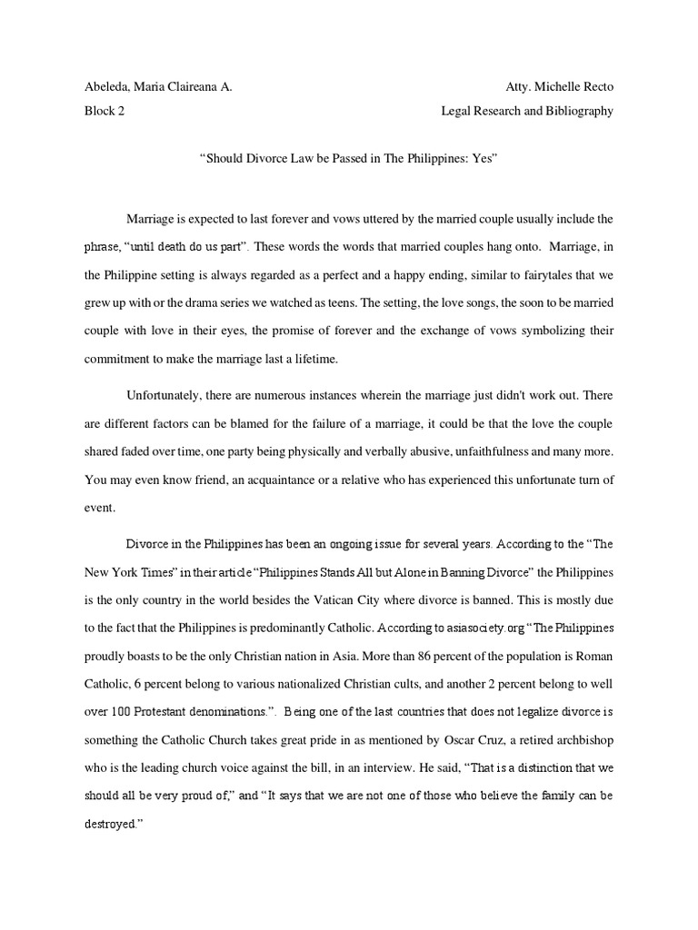 Position Paper - Legal Research | PDF | Divorce | Annulment