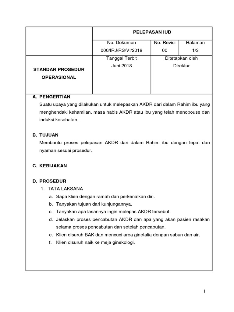 Spo Pelepasan Iud | PDF