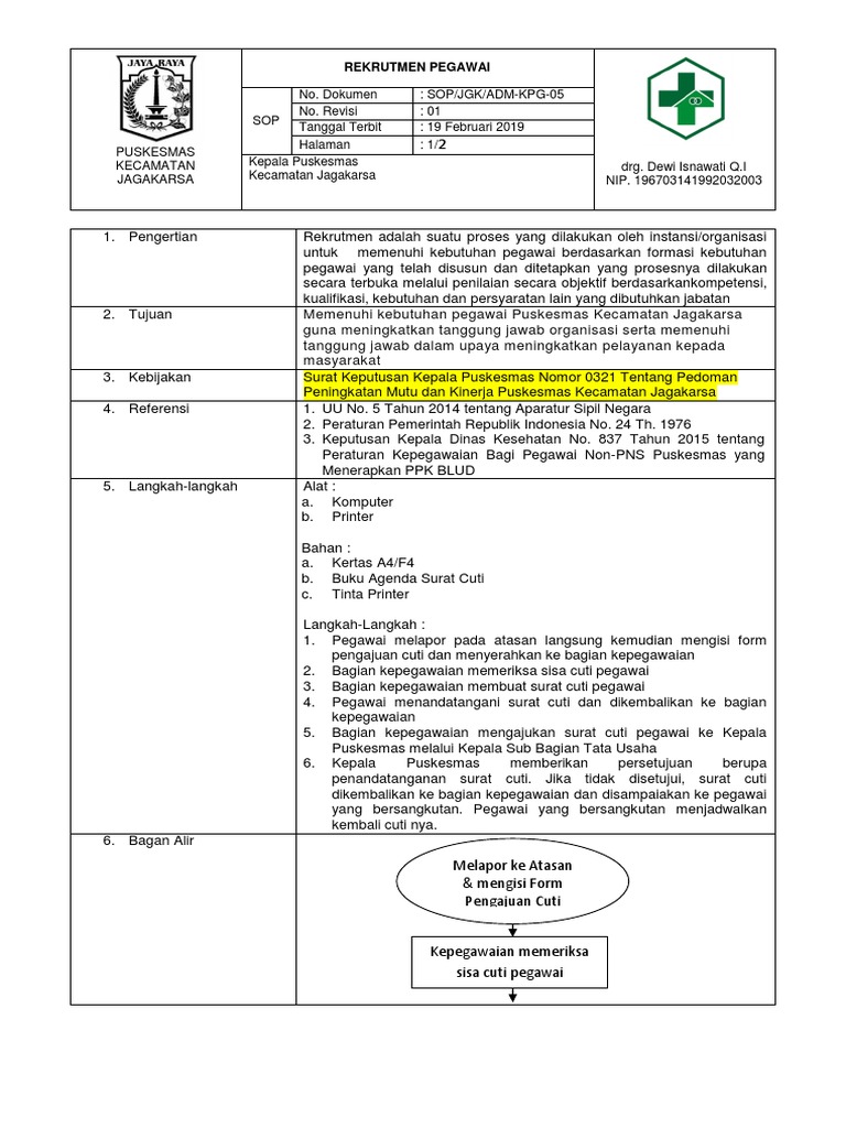 SOP Pengajuan Cuti | PDF