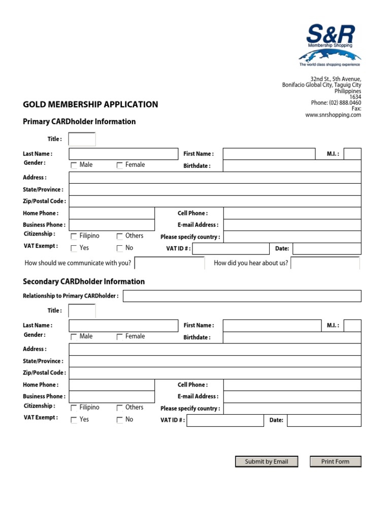 Apply for Gold Membership at SNR Shopping | PDF | Computing ...