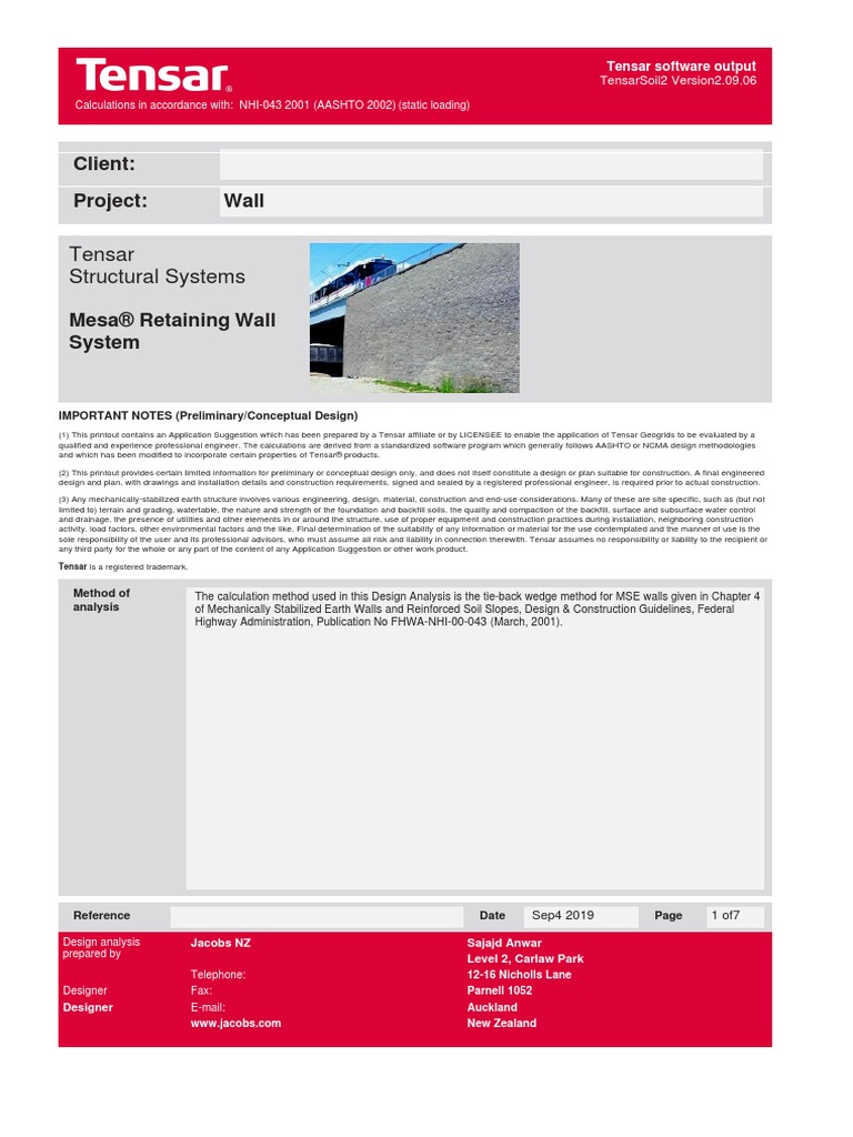 Tensar Structural Systems: Client: Wall Project | PDF | Engineering