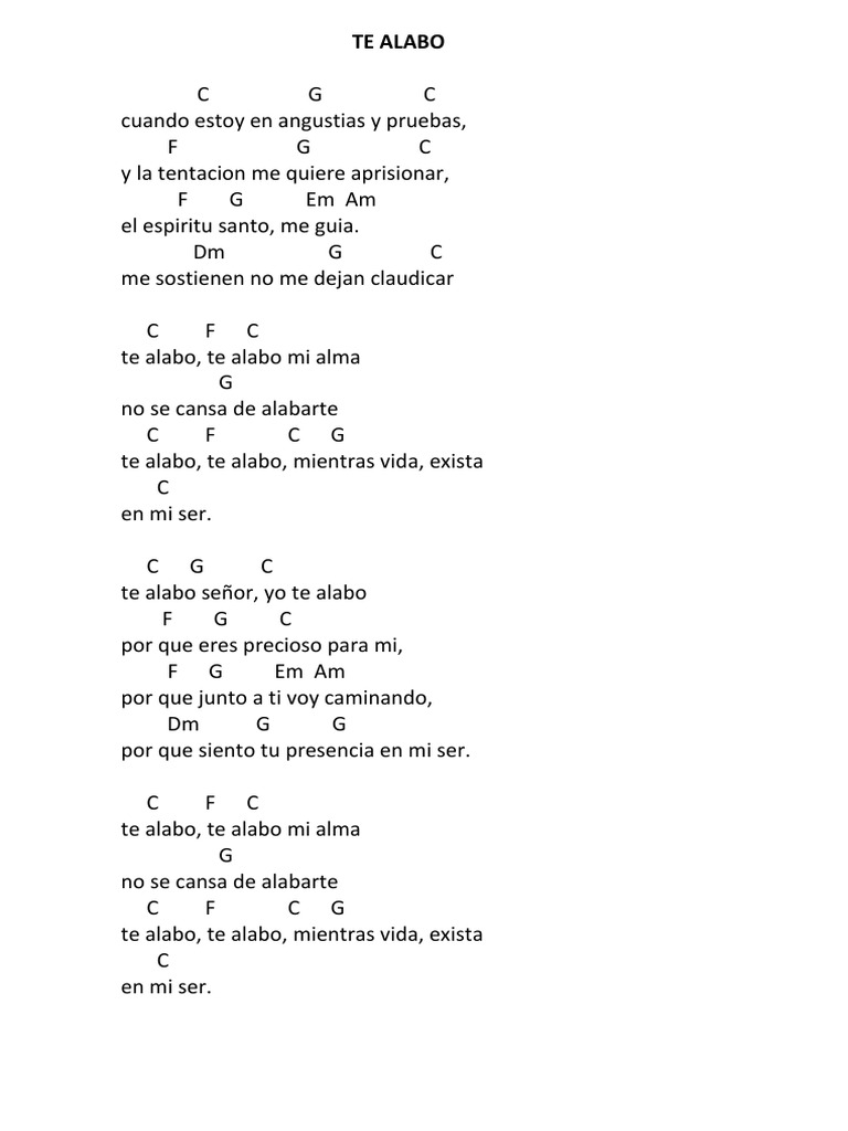 TE ALABO - Acorde C | PDF