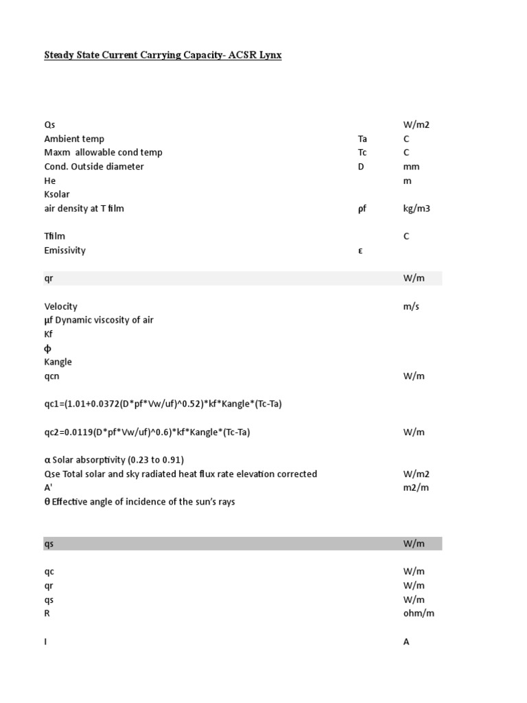ACSR Lynx Conductor Capacity Analysis | PDF | Physical Sciences ...
