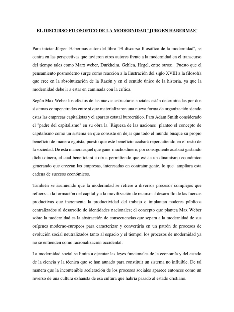El Discurso Filosofico de La Modernidad | PDF | Immanuel Kant | Georg ...