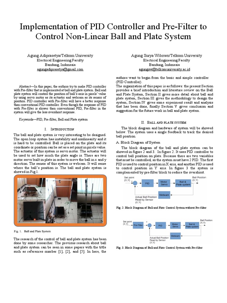 Ball and Plate System With PID Control and Pre-Filter | Download Free ...