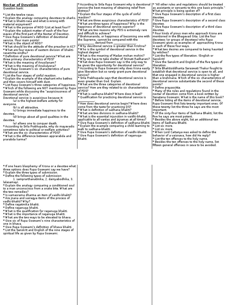 Nod Question Bank | PDF | Bhakti | Krishna