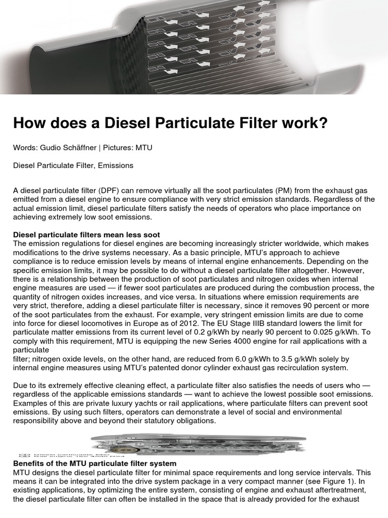 Diesel Particulate Filter Works | PDF | Diesel Engine | Exhaust Gas