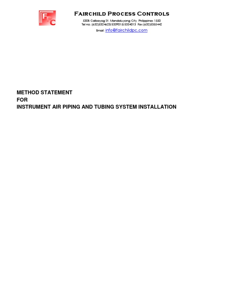 PC-EI-MS-02 Instrument Air Piping & Tubing System Installation | PDF ...