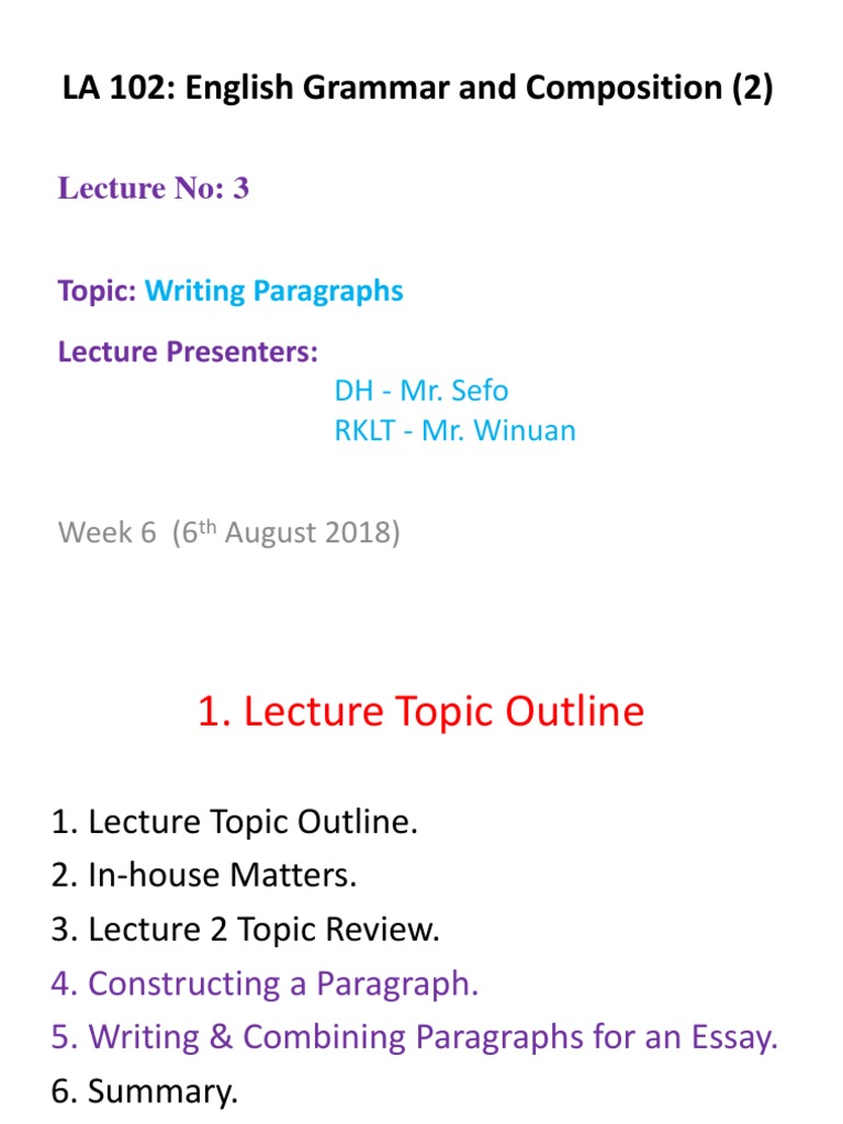 LA 102: English Grammar and Composition (2) : Lecture No: 3 | Download ...