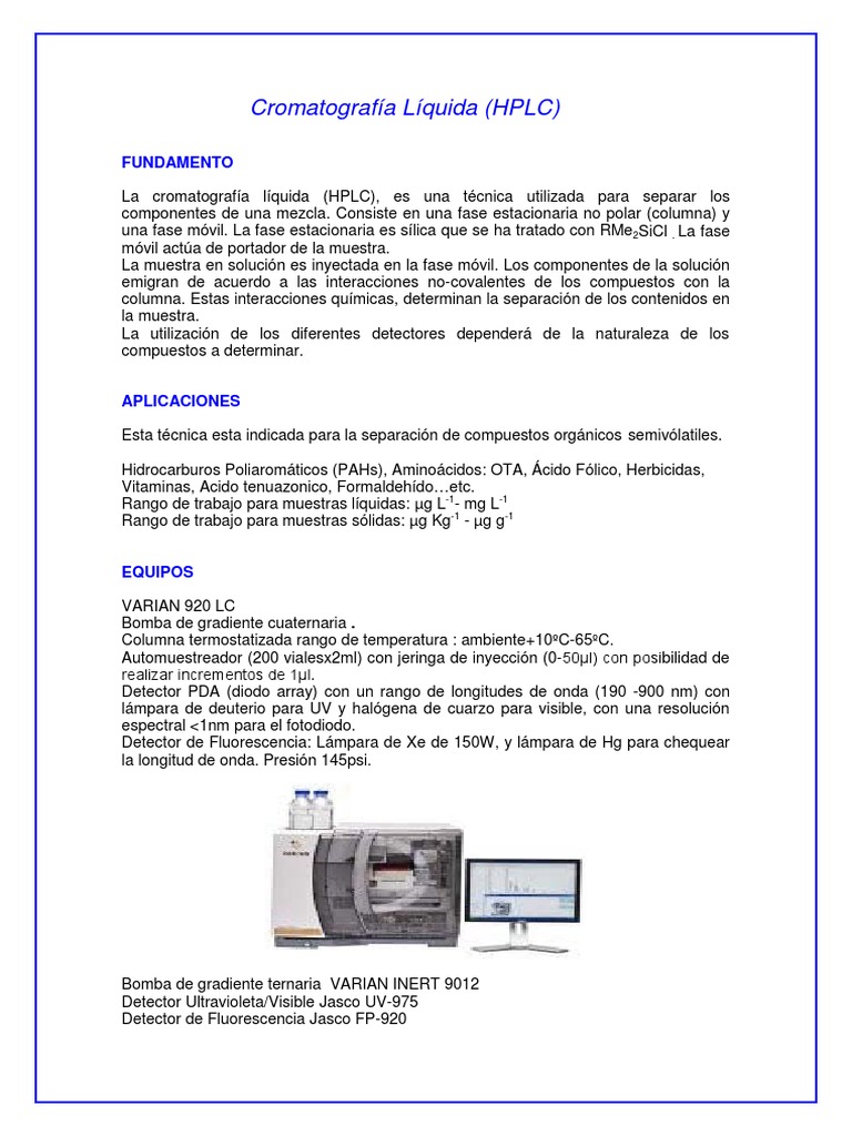 Equipo de HPLC PDF | PDF