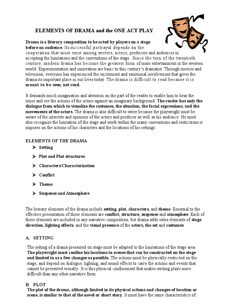 Elements of Drama and The One Act Play | PDF | Play (Theatre) | Actor