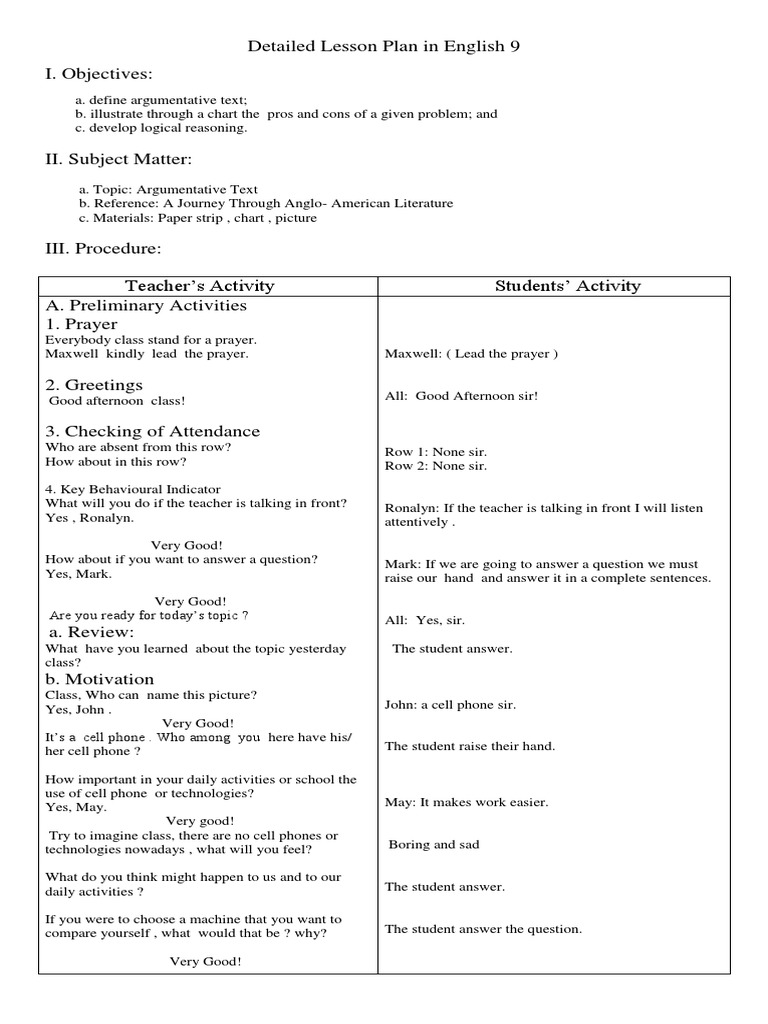Developing Logical Reasoning Through Argumentative Texts | PDF | Lesson ...