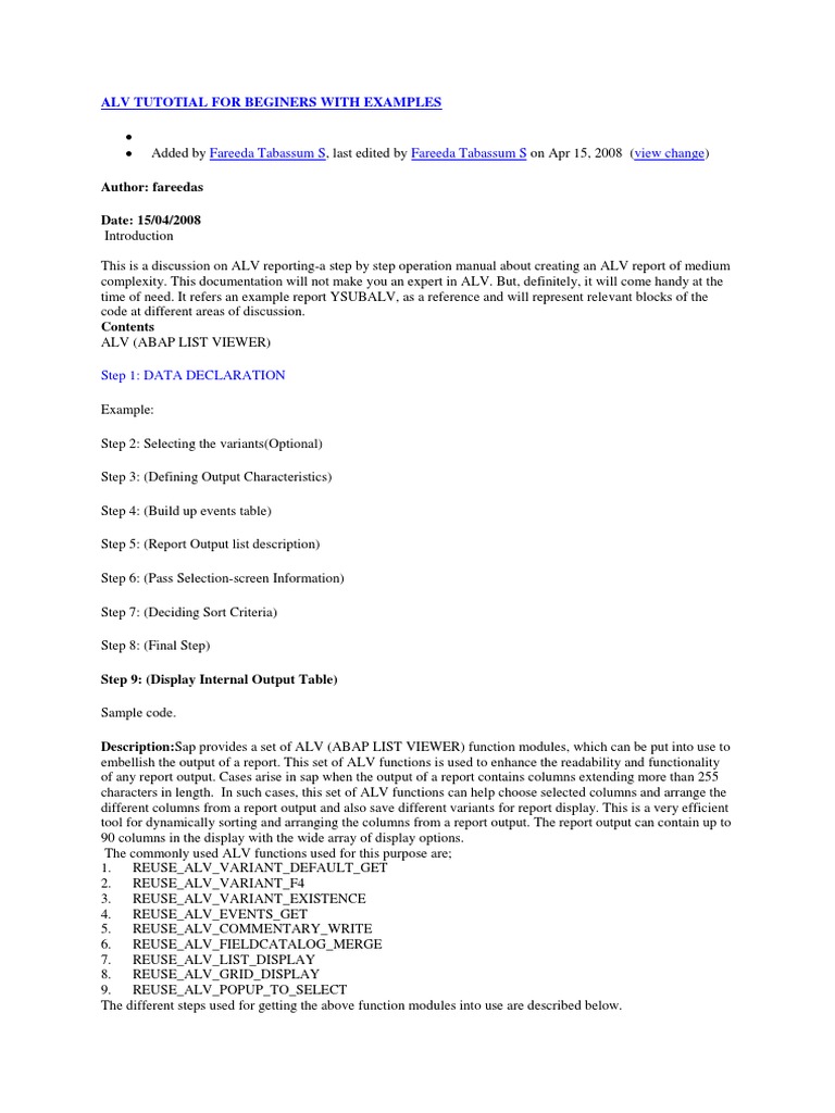 Alv Fo Beginner | PDF | Parameter (Computer Programming) | Subroutine