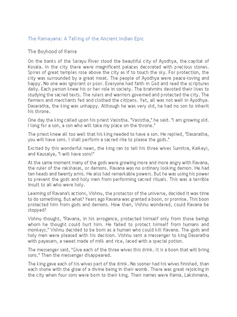 The Ramayana - Full Story | PDF | Sita | Rama