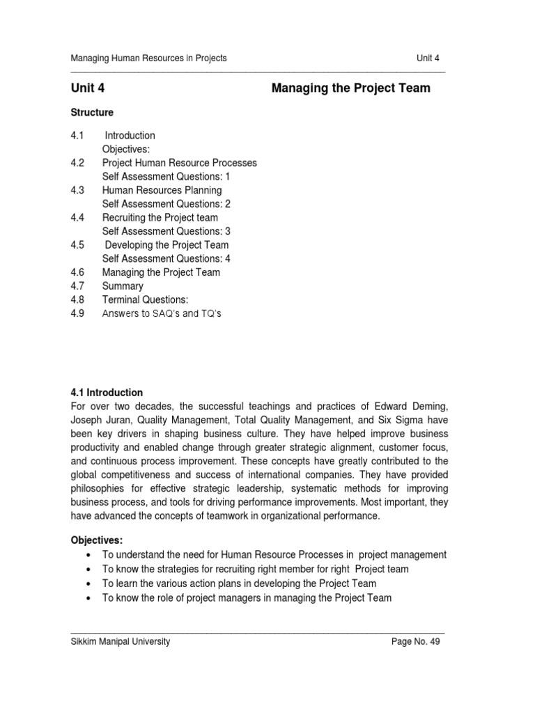 Unit 4 Managing The Project Team | PDF | Learning Styles | Project ...