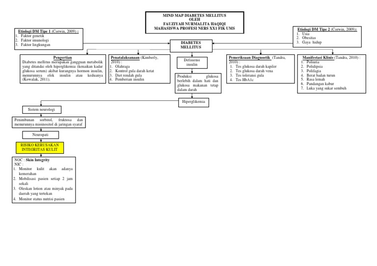 Mind Map Diabetes Mellitus dan Penatalaksanaannya | PDF