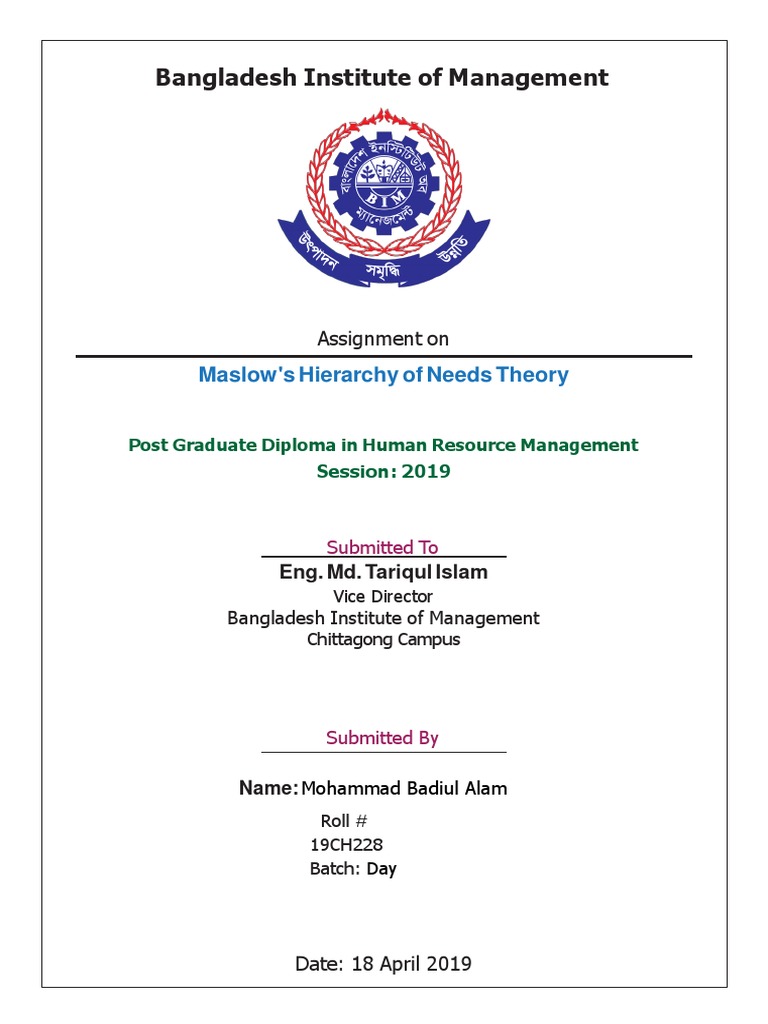 Management Assignment Cover Page