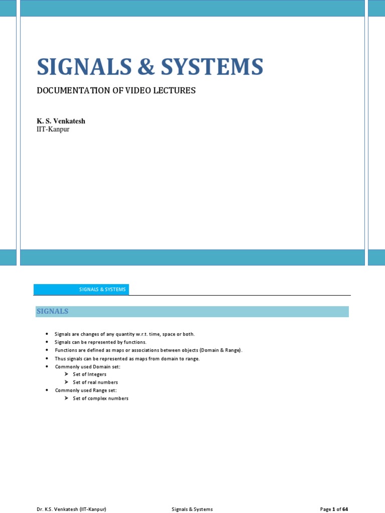 Signals and Systems PDF | PDF | Recurrence Relation | Spectral Density