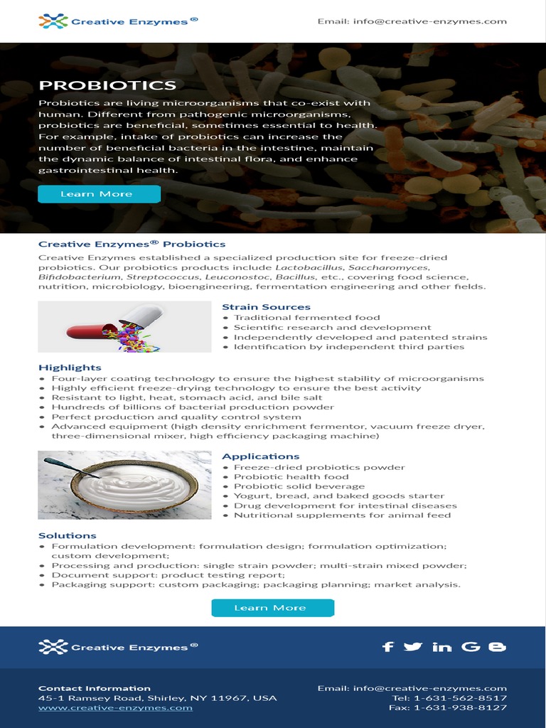 Probiotics: Crea Ve Enzymes Probio Cs | PDF | Probiotic | Freeze Drying