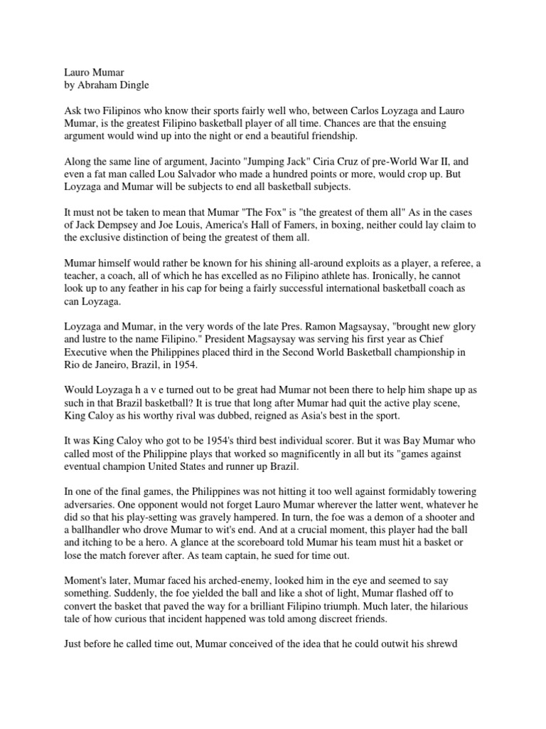 Lauro Mumar | PDF | Manila | Sports