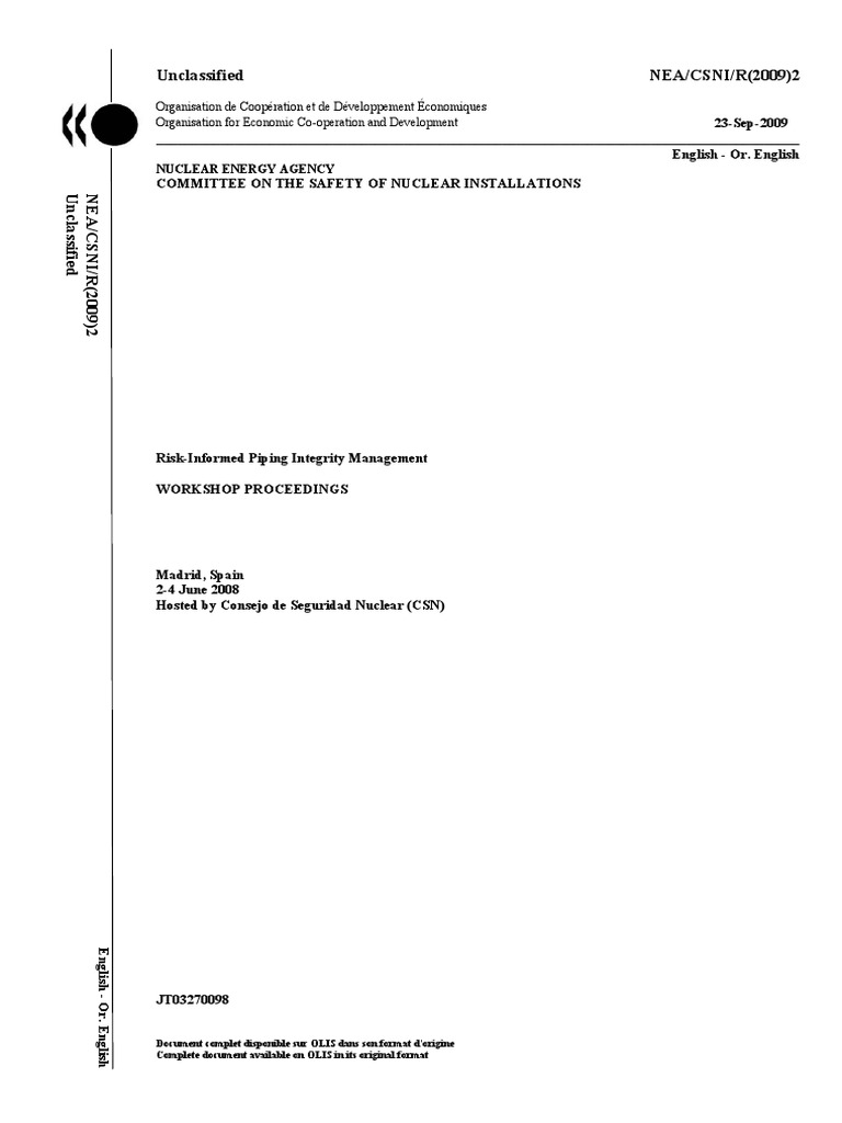 Nuclear Energy - Risk Informed Piping Integrity Management | PDF ...