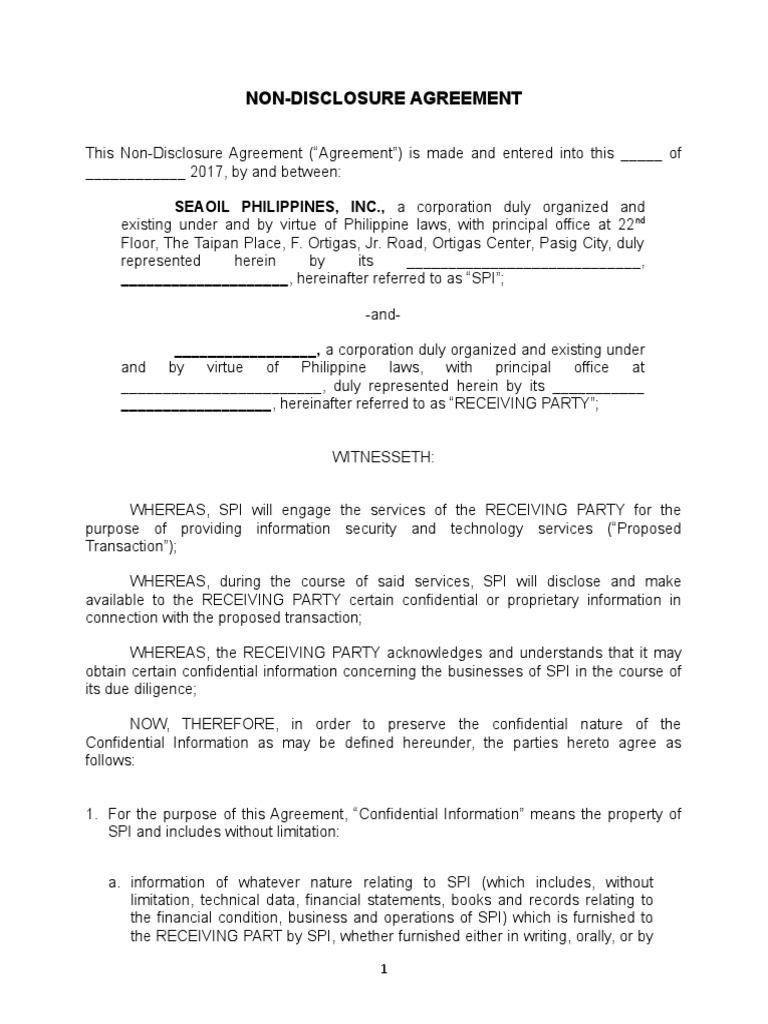 Protecting Confidential Information Through Non-Disclosure: An ...