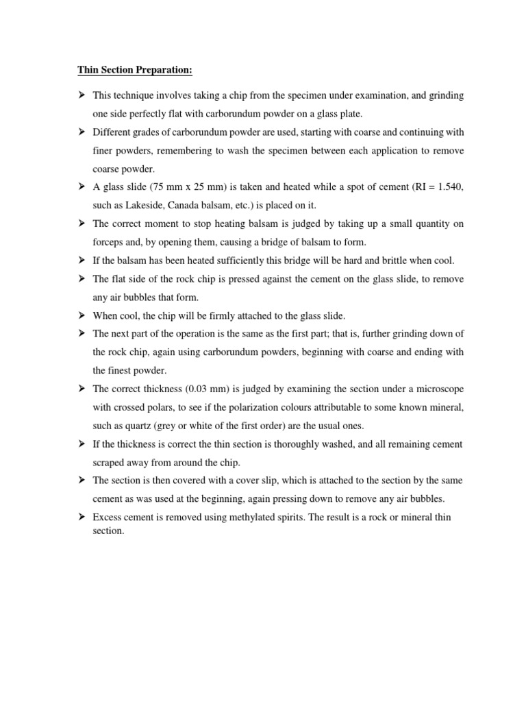 Thin Section Preparation | PDF