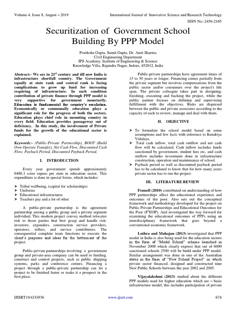 Securitization of Government School Building by PPP Model | PDF ...