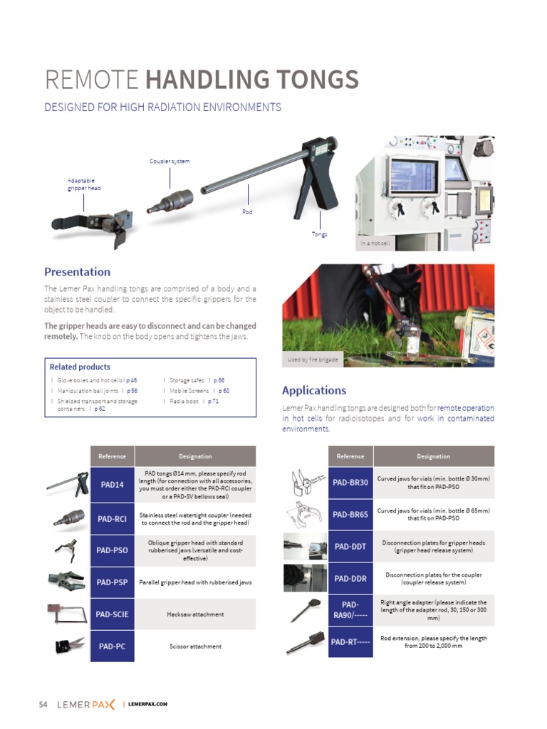Remote Handling Tongs for Radiation | PDF | Equipment | Manufactured Goods