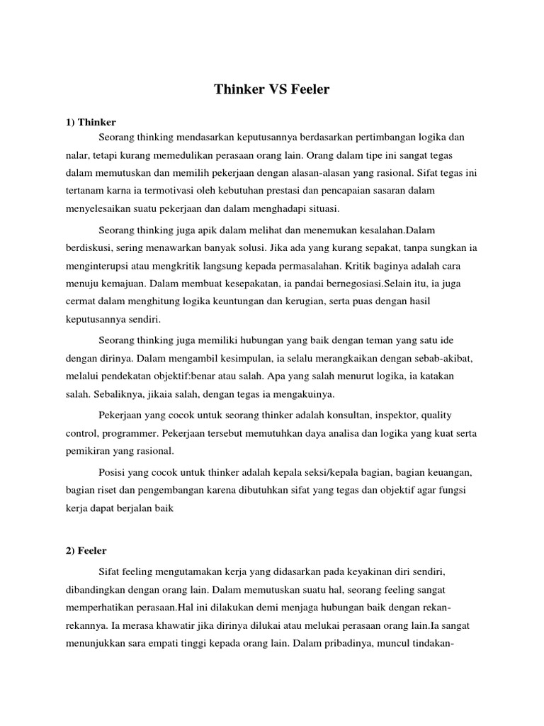 Thinker VS Feeler | PDF