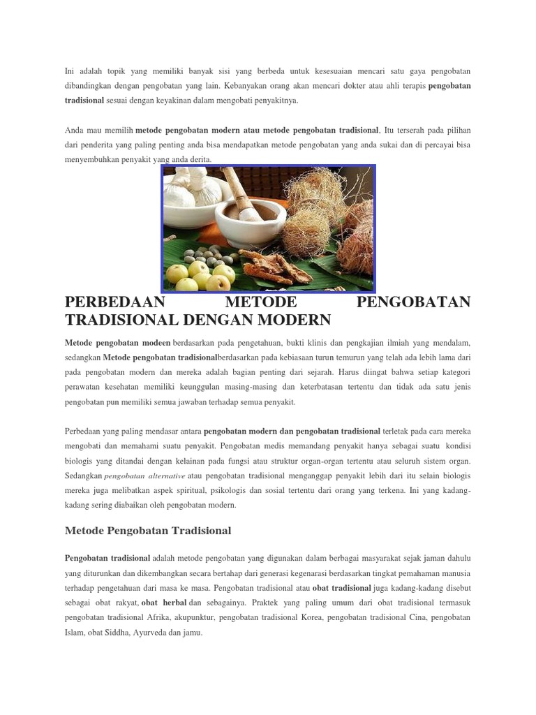Perbedaan Pengobatan Tradisional Dan Modern | PDF