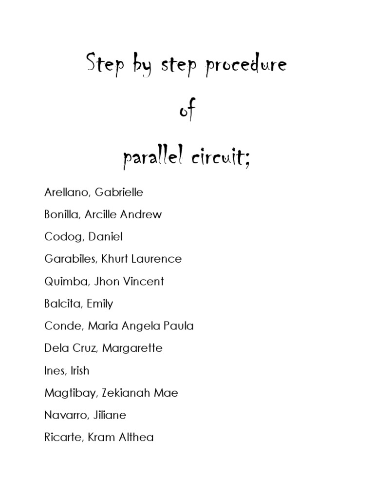 Step by Step Procedure On How To Make A Parallel Circuit | PDF | Switch ...
