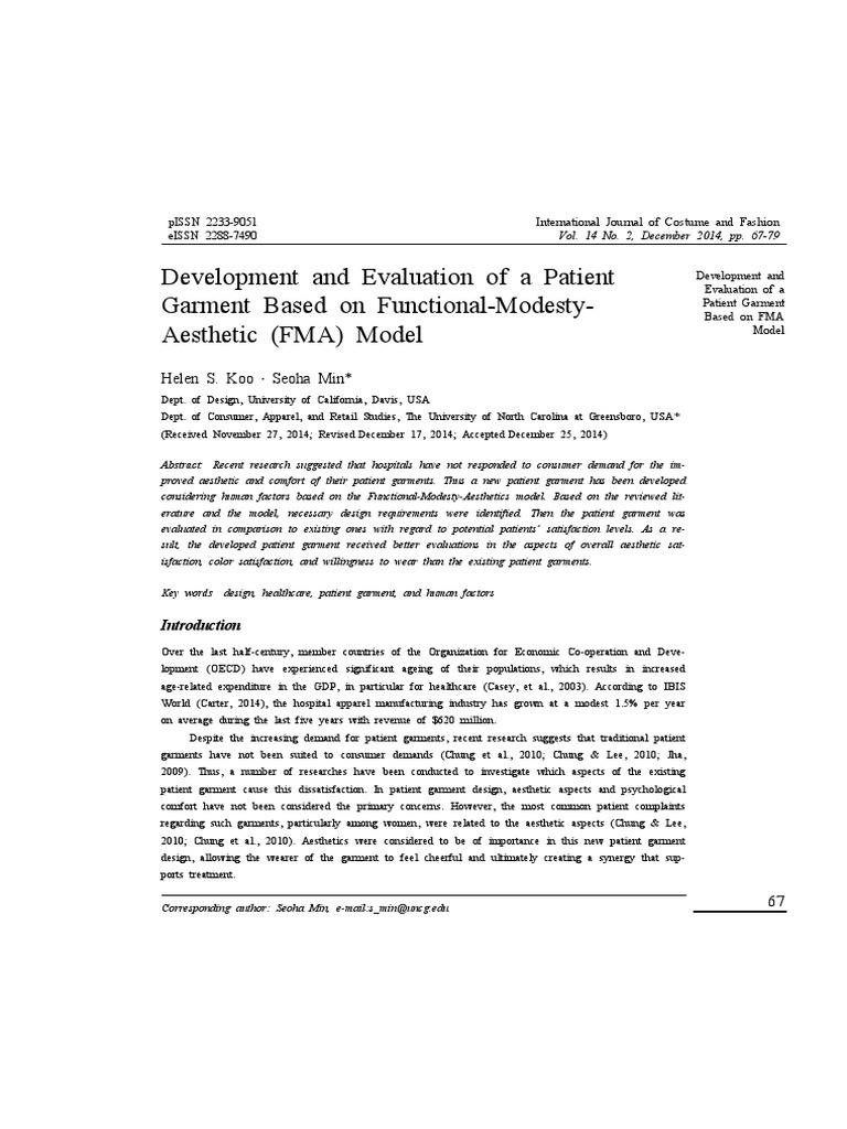 2014 - Development and Evaluation of A Patient Garment Based On ...