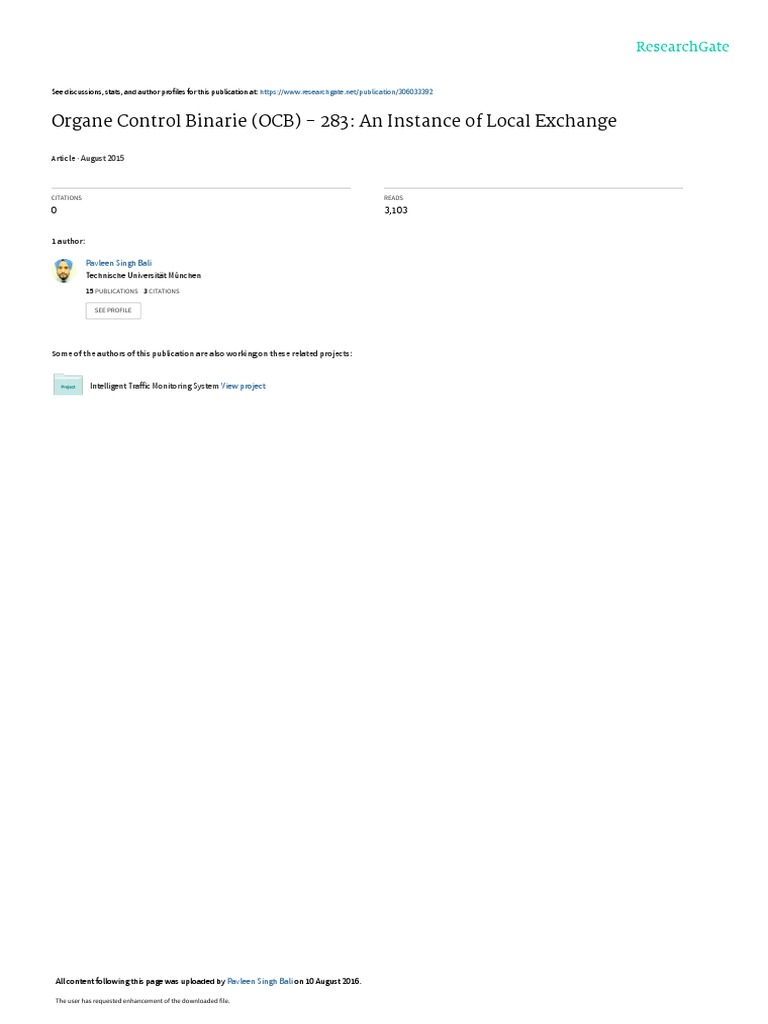 Organe Control Binarie (OCB) - 283: An Instance of Local Exchange | PDF ...