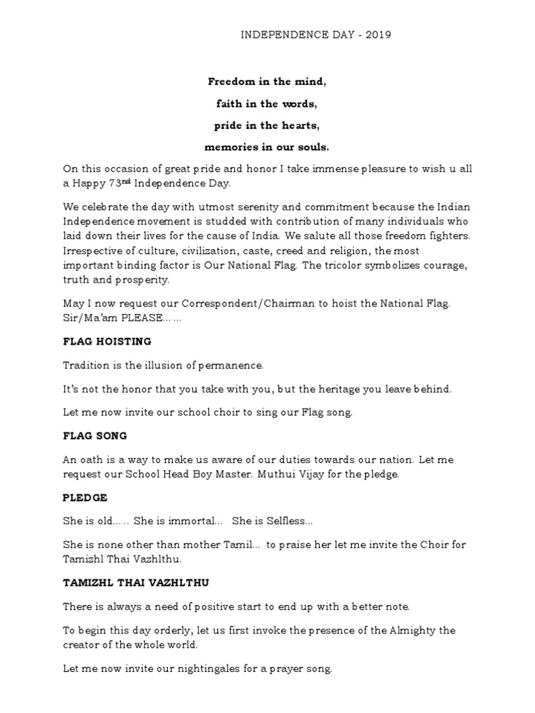 MC For Independence Day | PDF