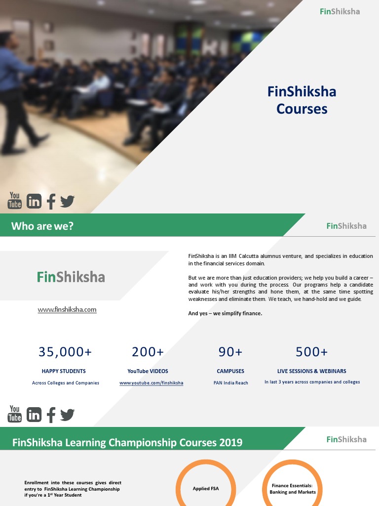 FinShiksha Course Brochure - 2019 | PDF | Private Equity | Valuation (Finance)