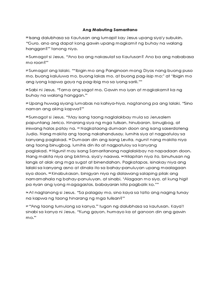 Ang Mabuting Samaritano | PDF