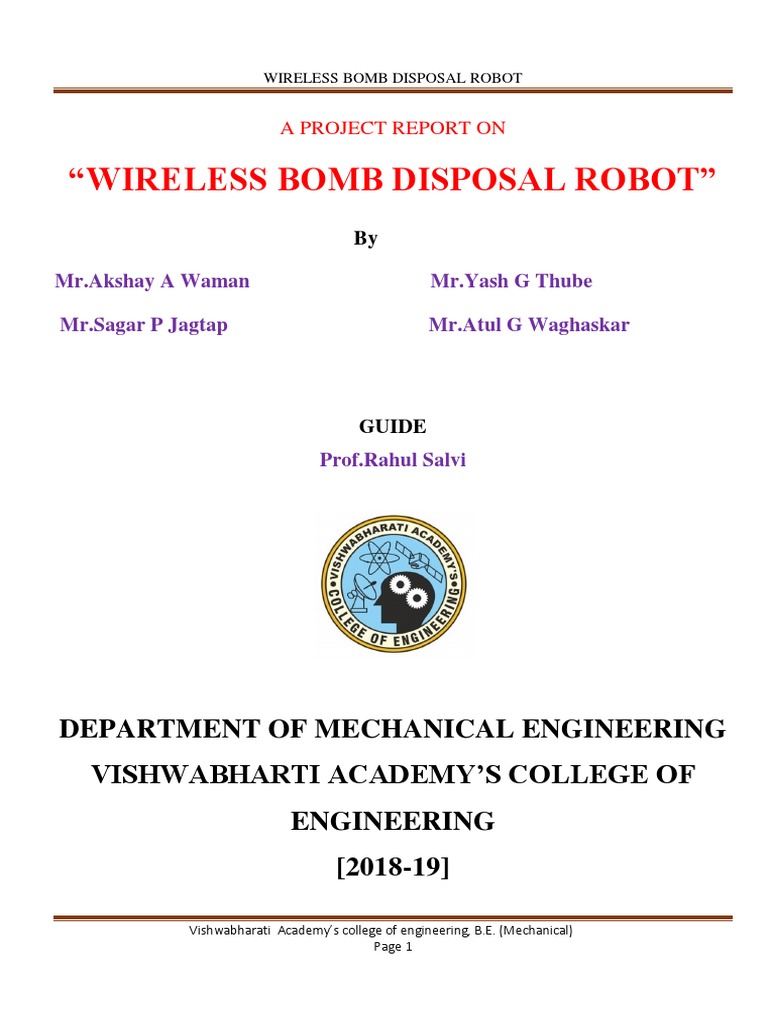 Wireless Bomb Disposal Robot Project | PDF | Servomechanism | Pipe ...