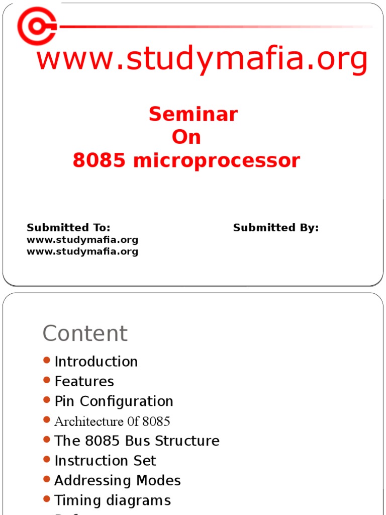 Seminar on 8085 Microprocessor Overview | PDF | Central Processing Unit | Office Equipment