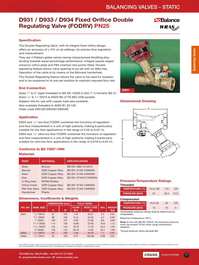 D931 / D933 / D934 Fixed Orifice Double Regulating Valve (FODRV ...