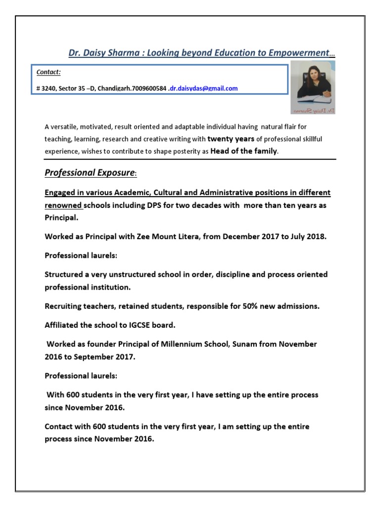 Daisy Updated Resume 7th Sept | PDF | Punjab | Behavior Modification