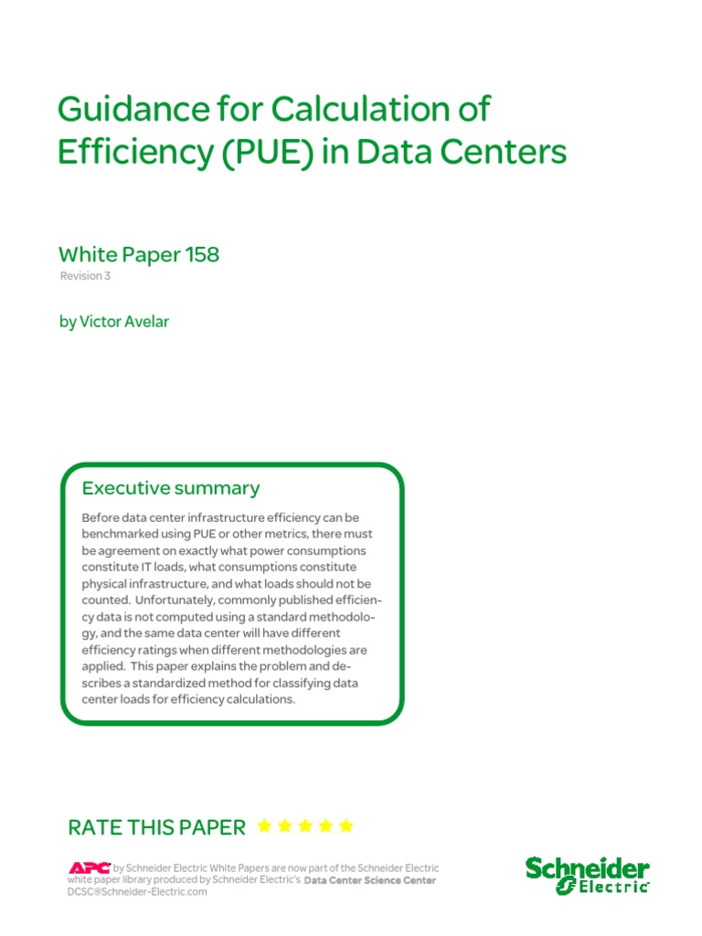 Guidance For Calculation of Efficiency (PUE) in Data Centers | PDF ...